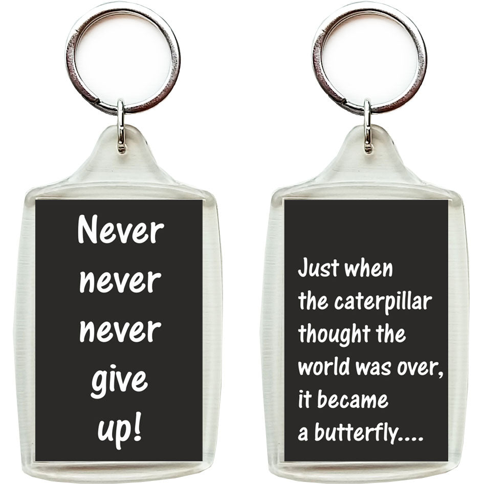 'Never Give Up' Keychain | WonderShop.In