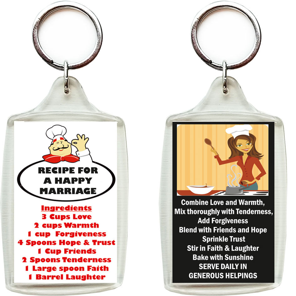 'Happy Marriage Recipe' on a Keychain | WonderShop.In